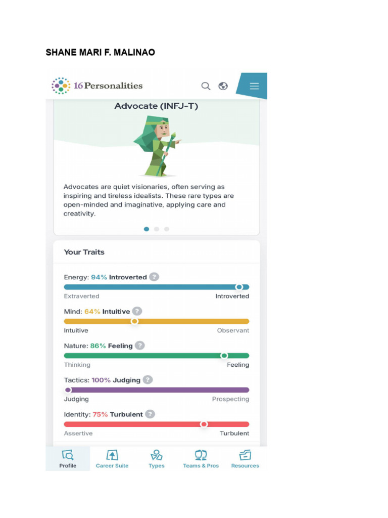 16 Personalities Test | PDF