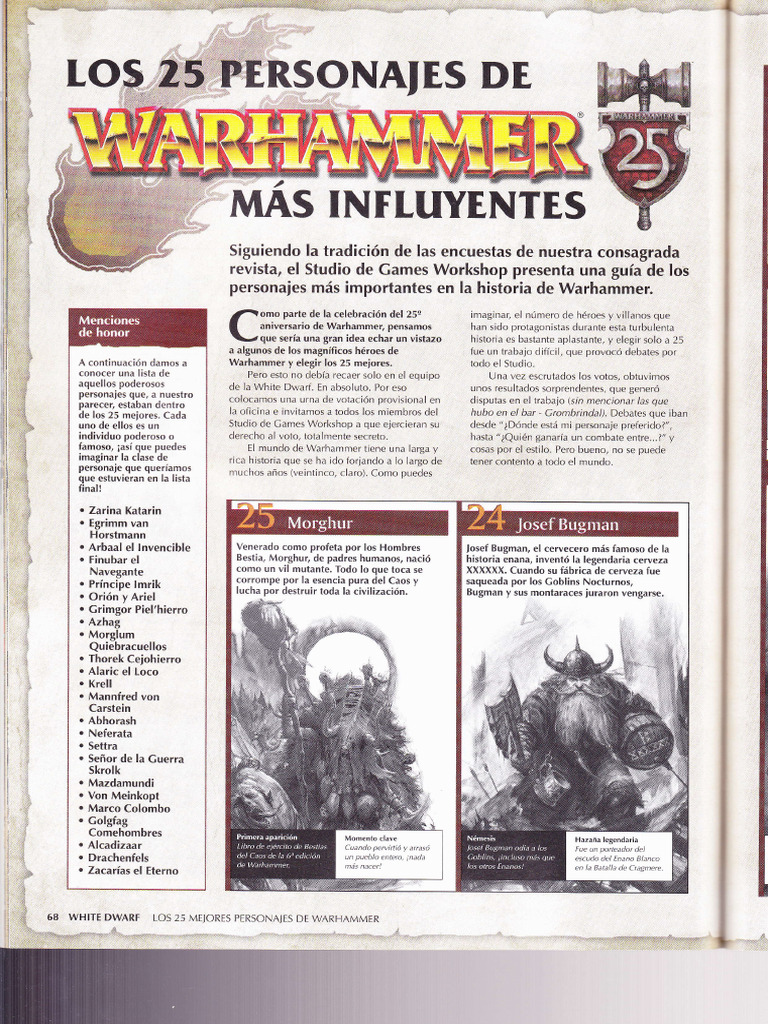 Los 25 Personajes Mas Influyentes de Warhammer | PDF | Duendes