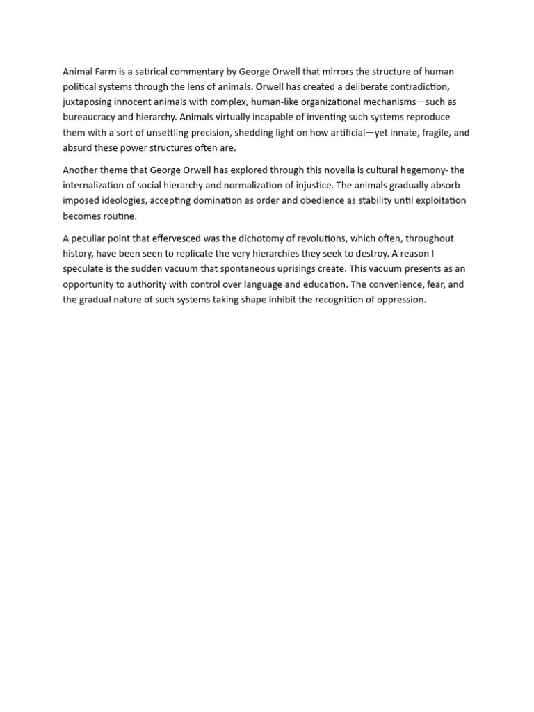 Animal Farm, Reflection | PDF