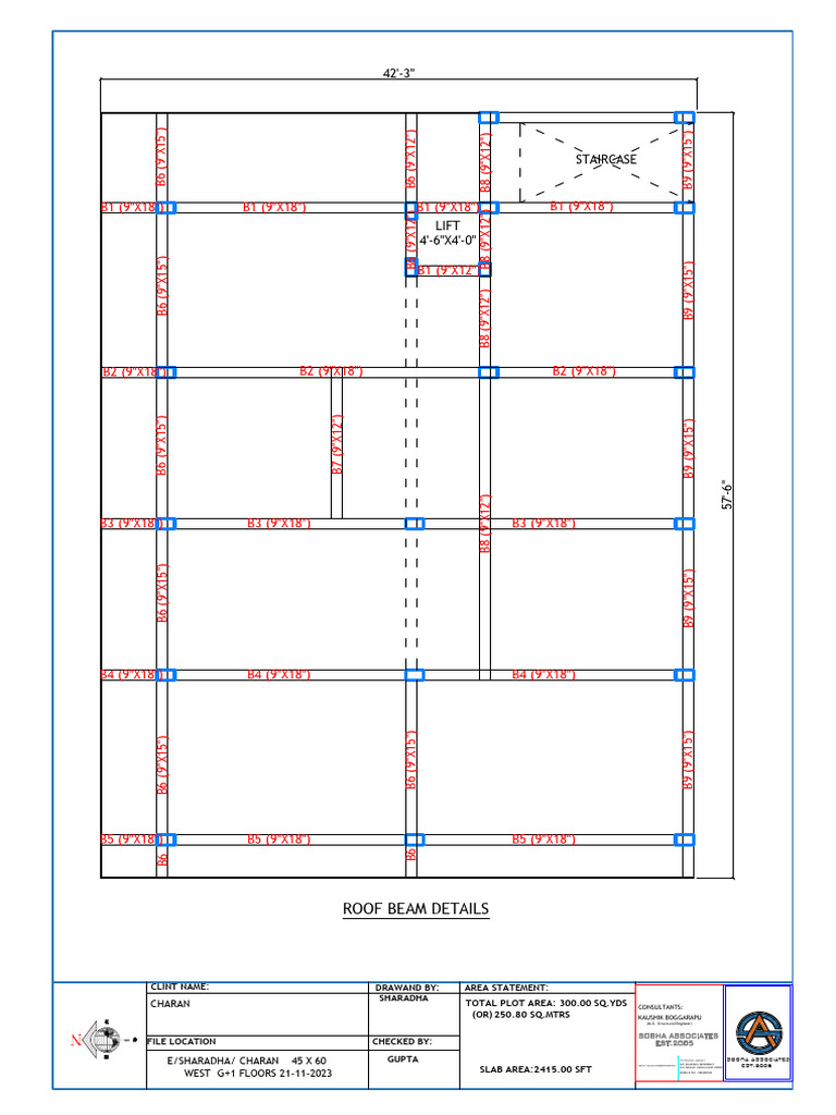 Charan 45 X 60 West - Roof Beam | PDF
