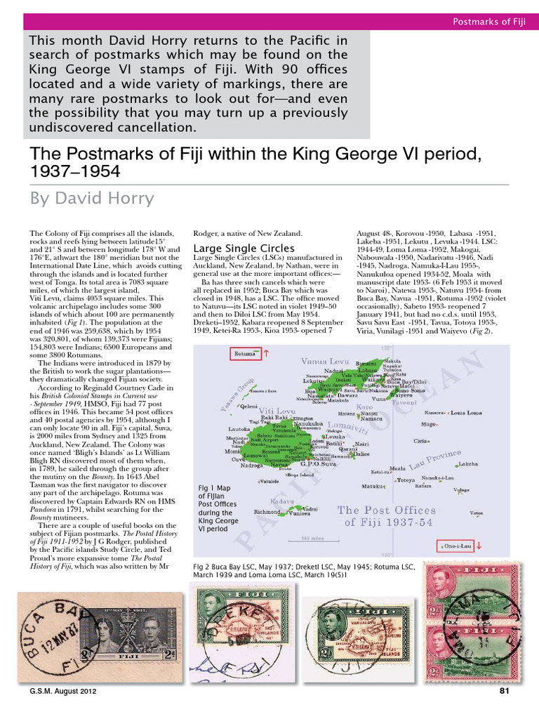 Fidji - 1937-1954 - Postmarks | PDF | Fiji | Philately