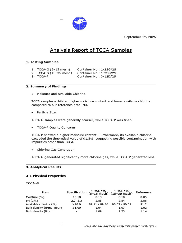 TCCA Sample Report Sept 2025 | PDF | Gases | Applied And ...