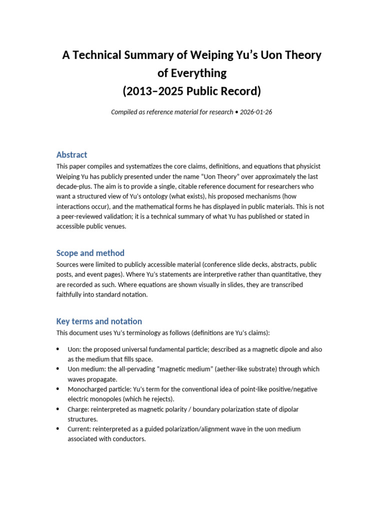 Uon Theory Weiping Yu Public Record Summary | PDF | Magnetism | Dipole