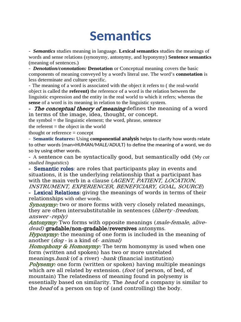 Semantics | PDF | Semantics | Word