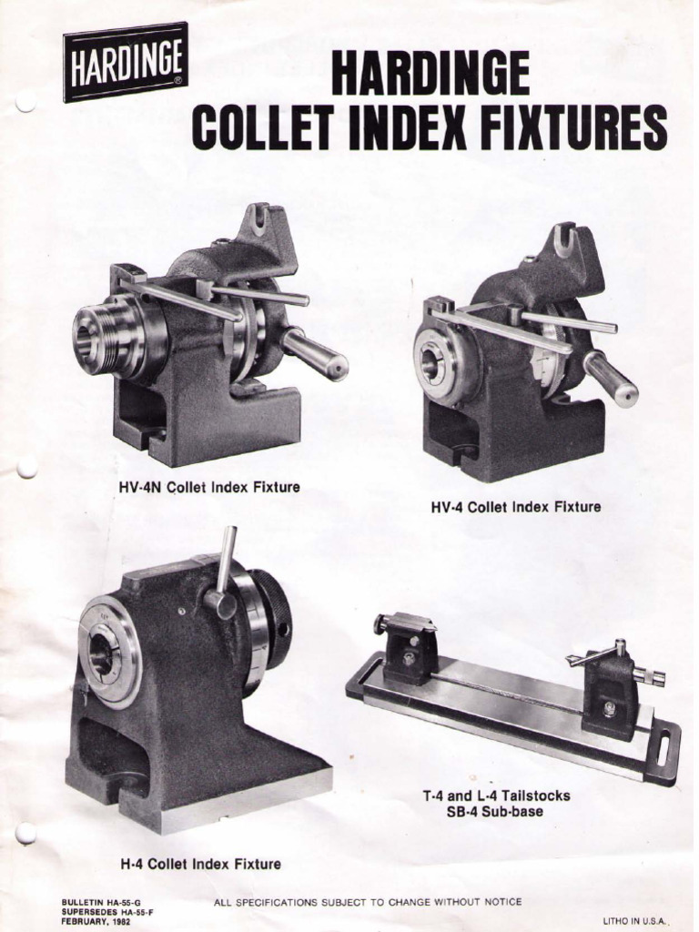Hardinge Collet Indexing Fixtures HV-4N 5C | PDF