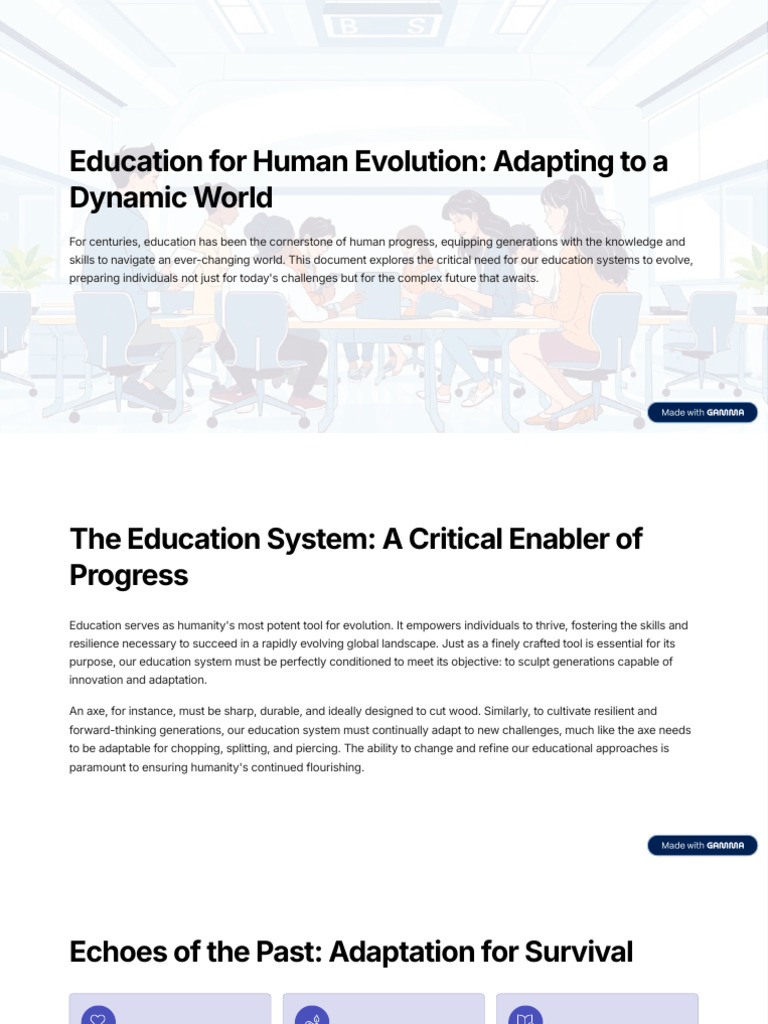 Education for Human Evolution Adapting to a Dynamic World | PDF ...