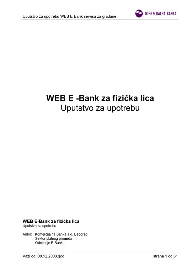 WEB BANKA Uputstvo Fl | PDF