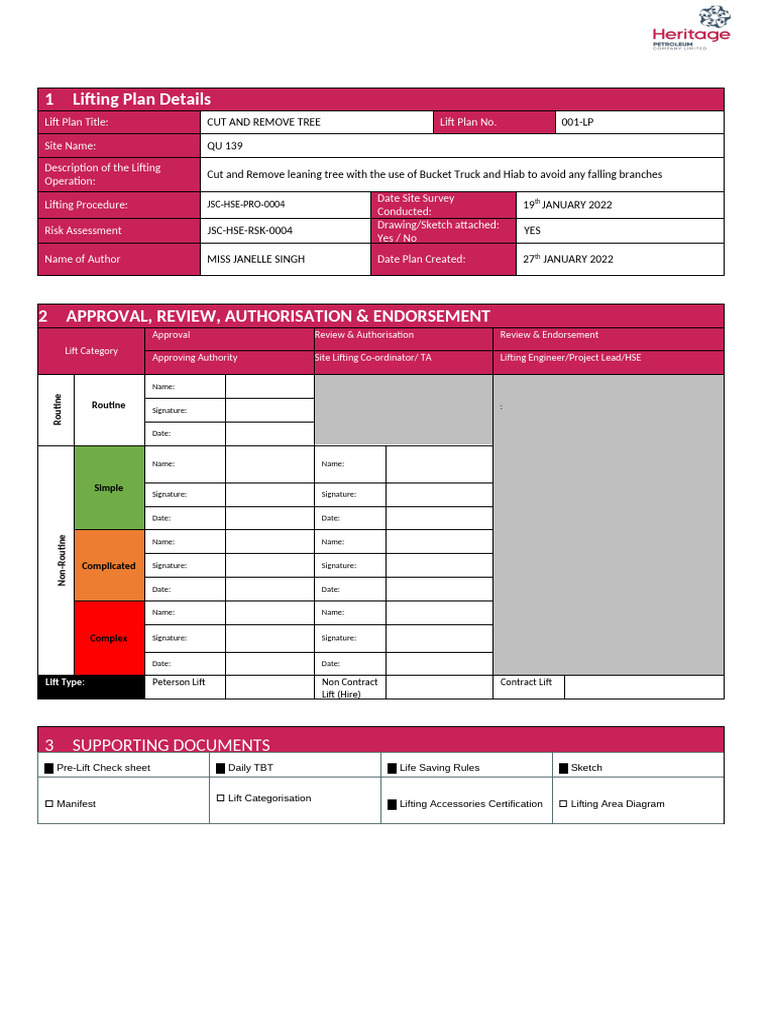 HPCL Lift Plan Template | PDF | Crane (Machine)