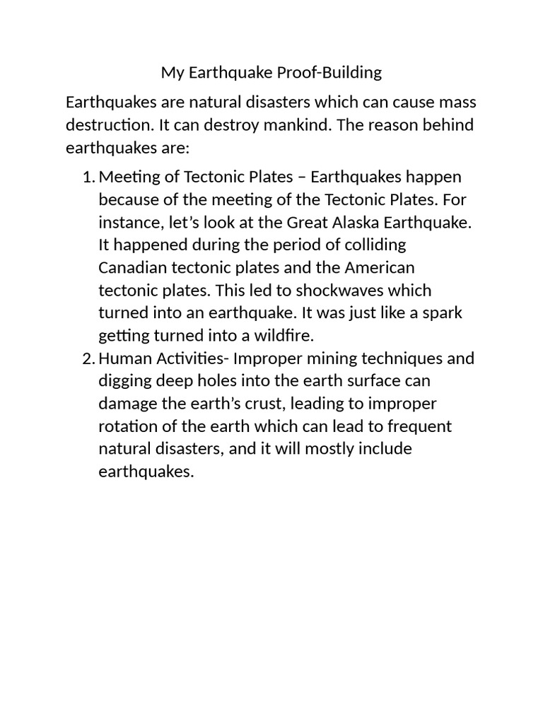 My Earthquake Proof Building | PDF