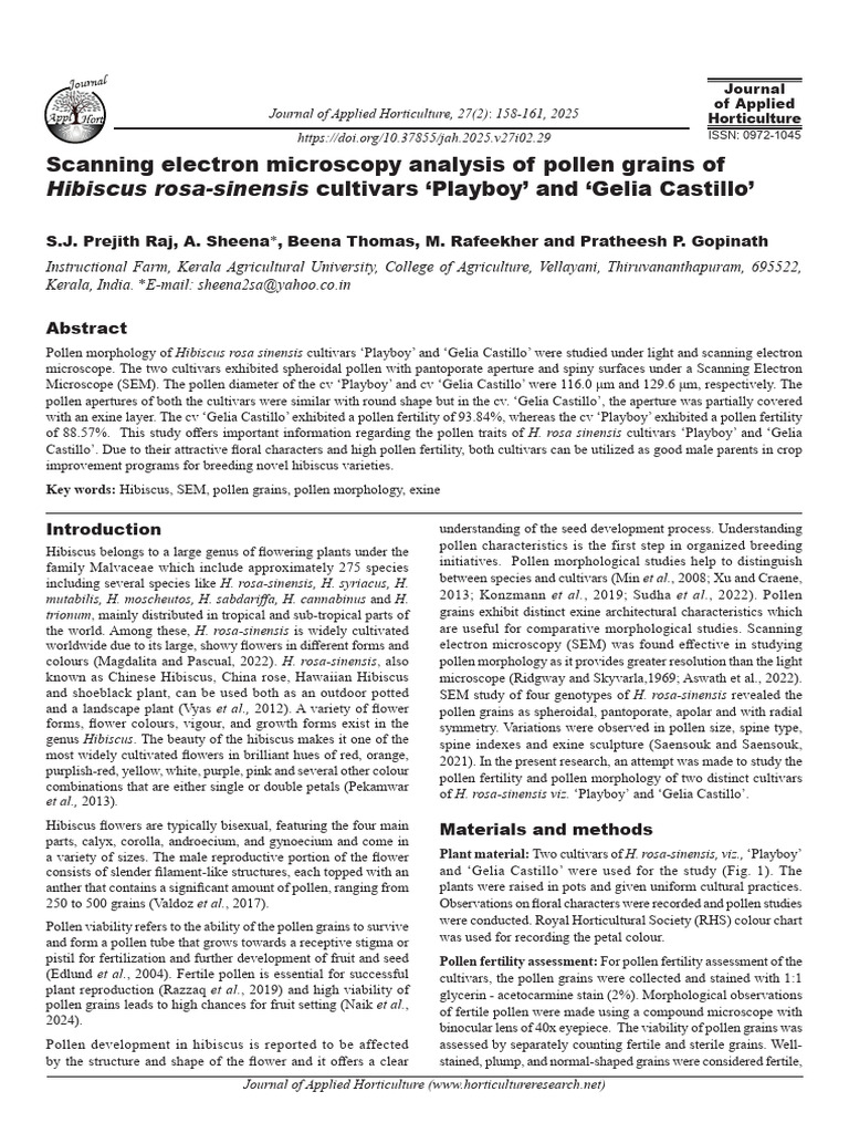 2 Scanning Electron Microscopy Analysis of Pollen Grains | PDF ...