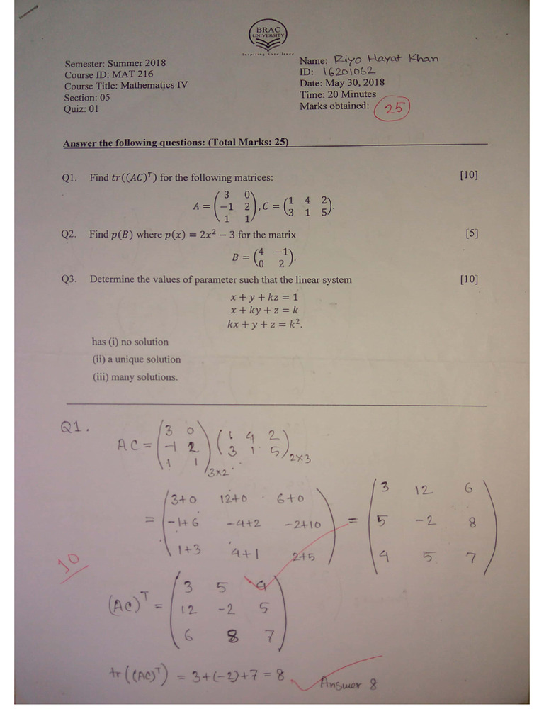 Riyo MAT216 Quiz, Homework _ Assignment Sheet | PDF