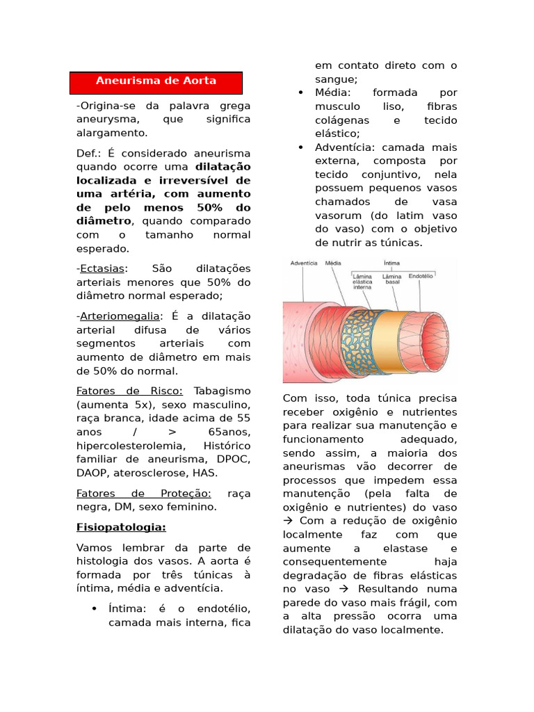 Aneurisma de Aorta | PDF | Artéria | Doenças e distúrbios