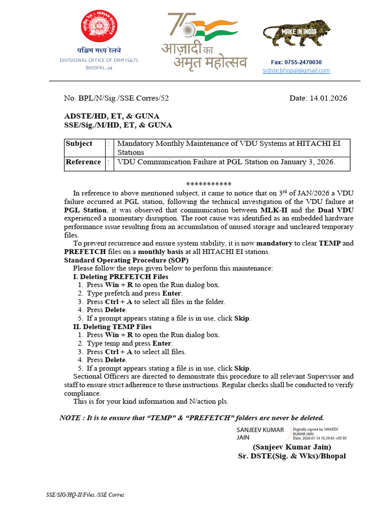 Mandatory Monthly Maintenance of VDU Systems at HITACHI EI Stations | PDF