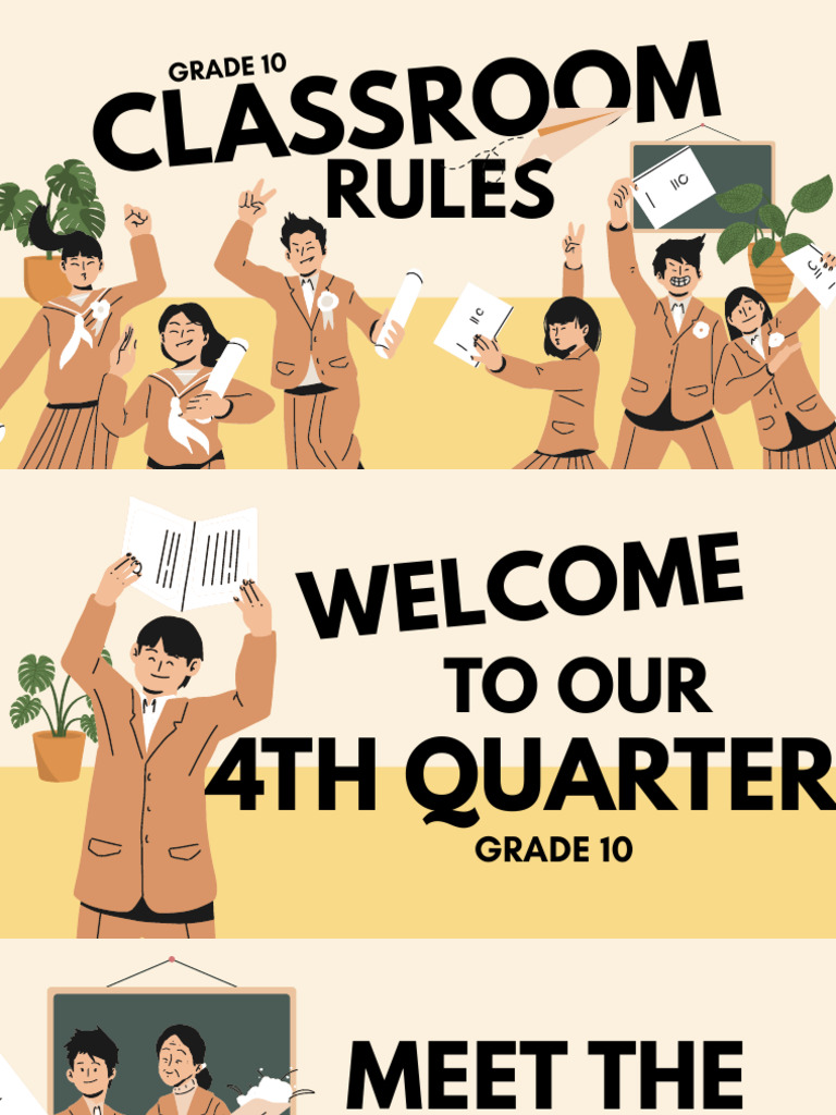 Minimalist Classroom Rules Presentation in Brown and Yellow Background ...