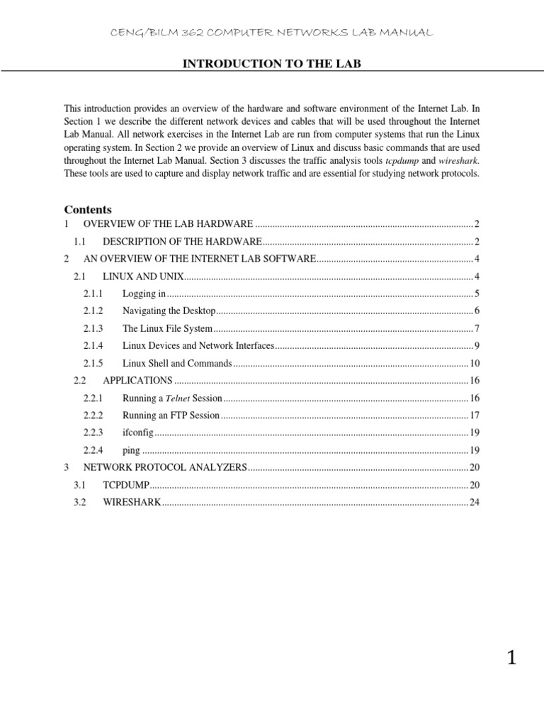 Introduction To The Lab: Ceng/Bilm 362 Computer Networks Lab Manual | PDF | File Transfer ...
