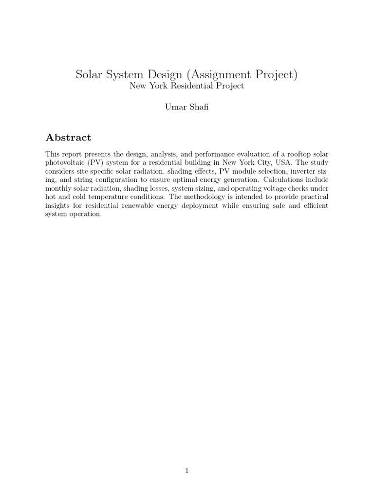 Solar System Design | PDF | Photovoltaics | Photovoltaic System