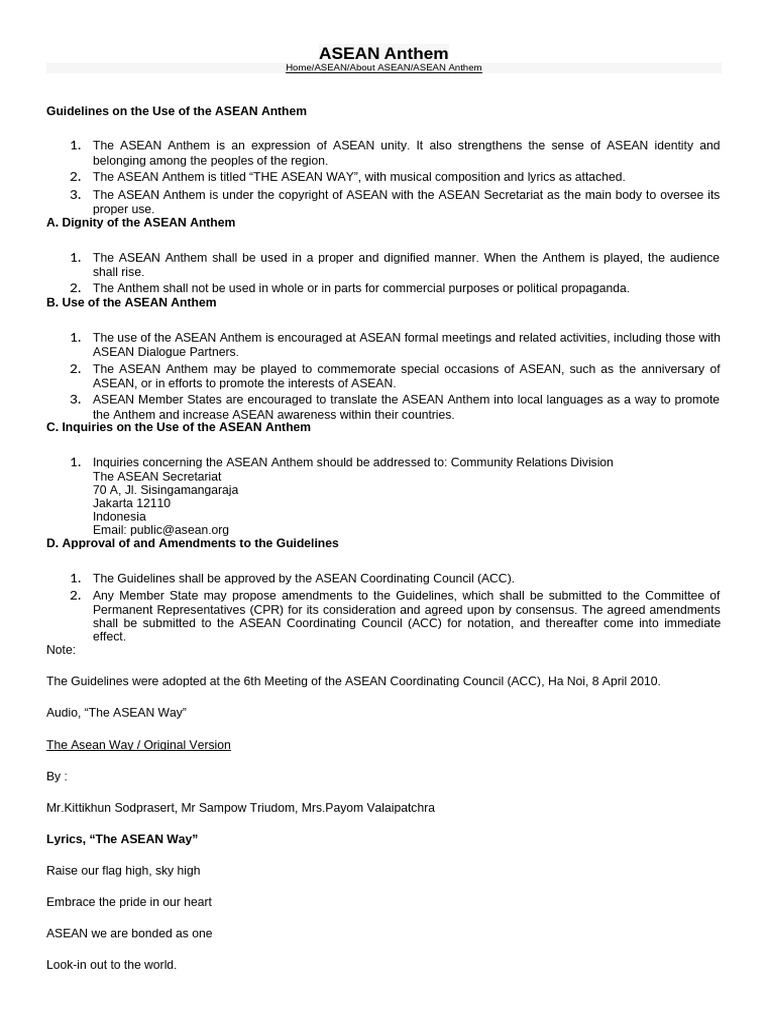 ASEAN-Anthem (1) | PDF