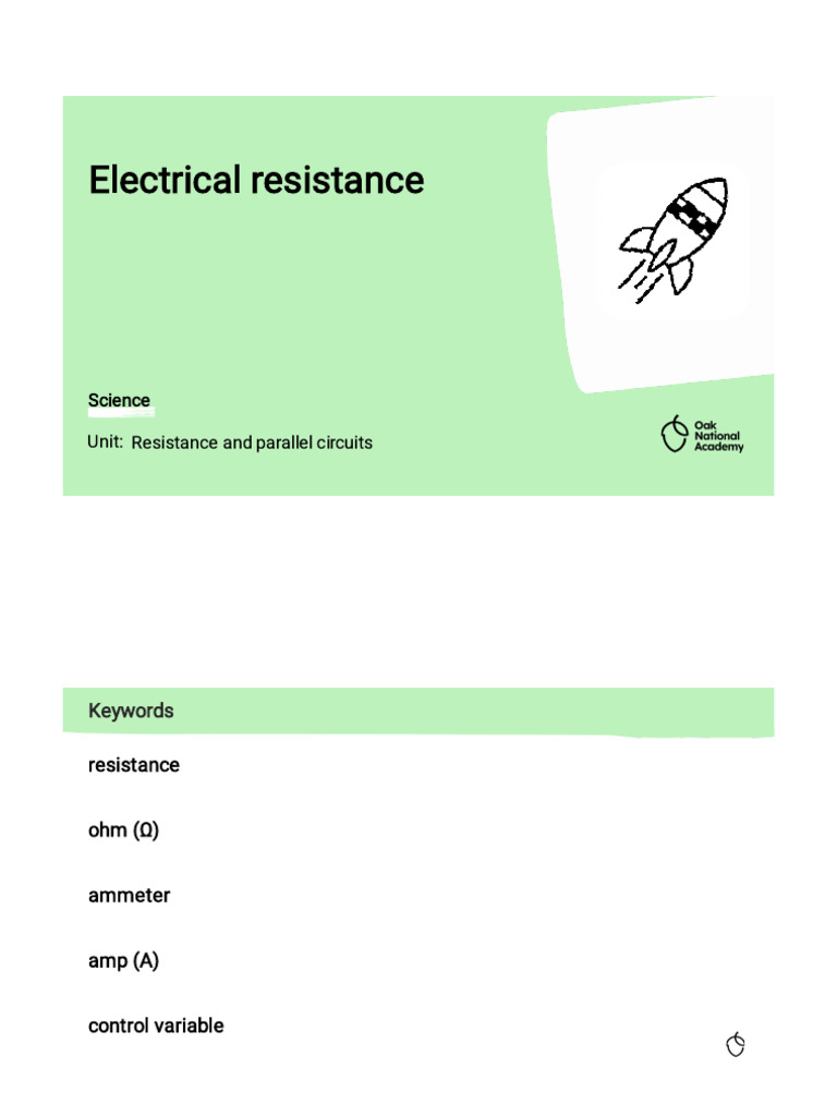 Electrical Resistance ks3 | PDF | Electrical Resistance And Conductance ...