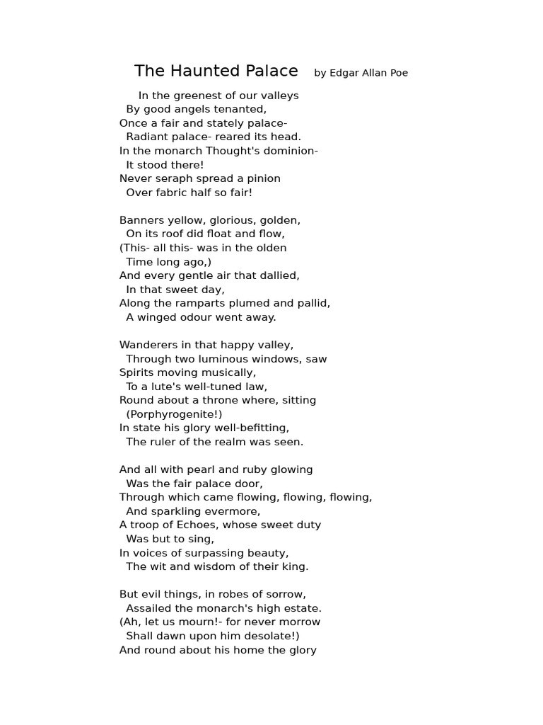 The Haunted Palace by Edgar Allan Poe | PDF