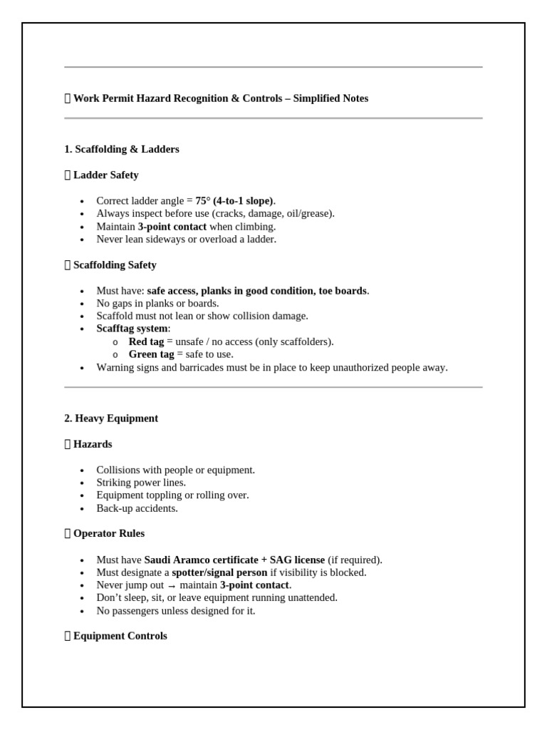 924046892 Work Permit Hazard Recognition | PDF | Personal Protective ...