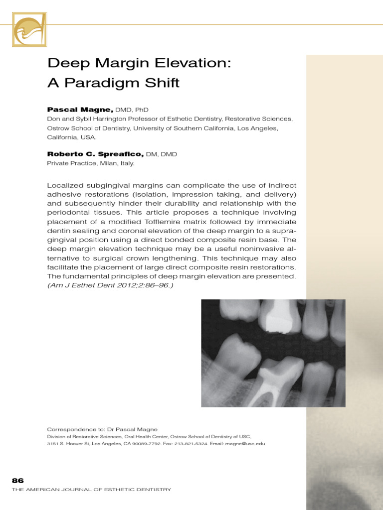 Magne, Deep Margin Elevation a Paradigm Shit | PDF | Dental Composite ...