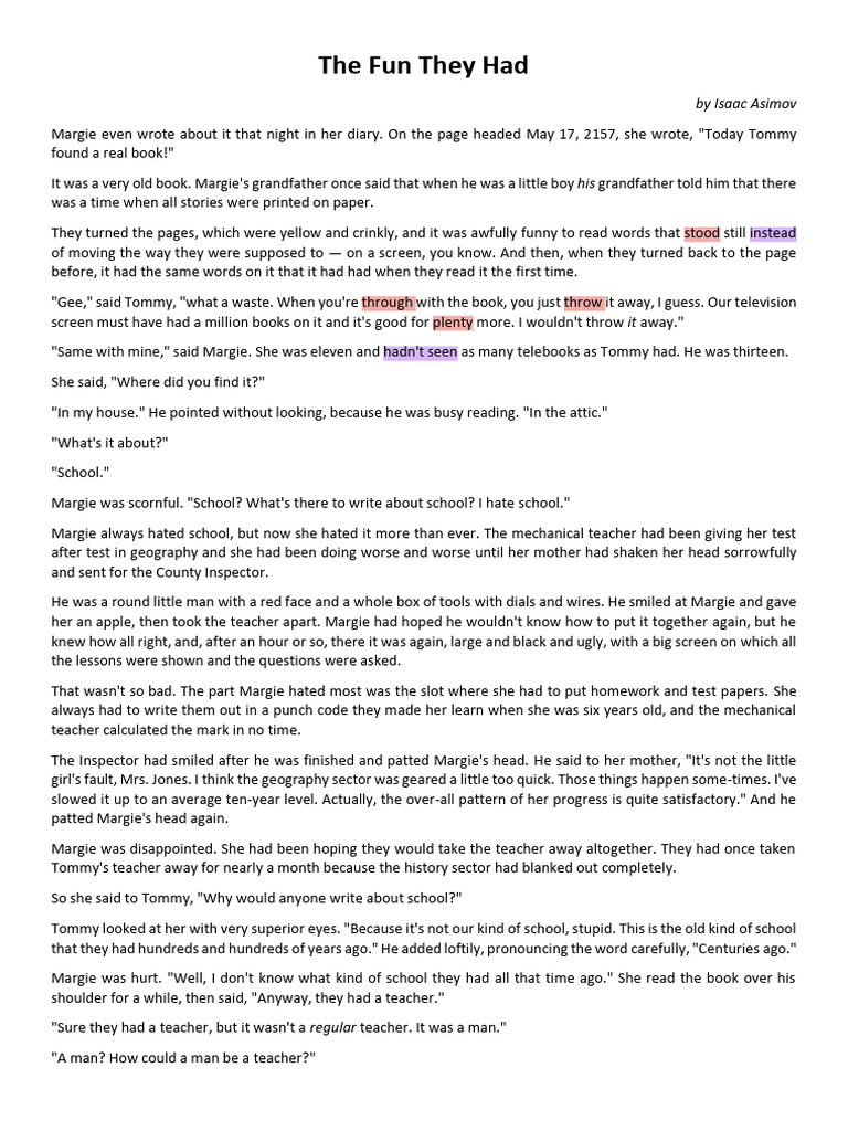 The Fun They Had | PDF