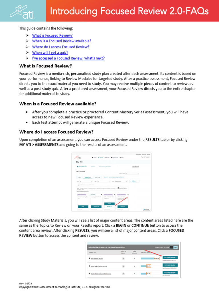 Focused Review FAQs | PDF
