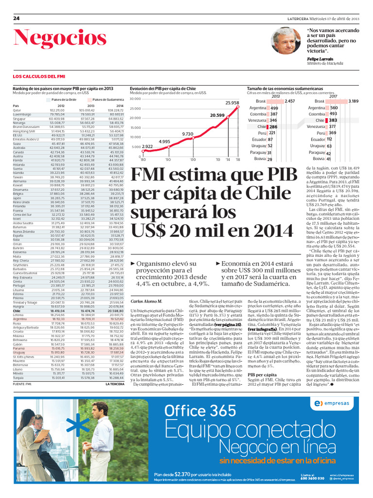 PIB Per Capita Chile 2014 | PDF | América del Sur | Economias