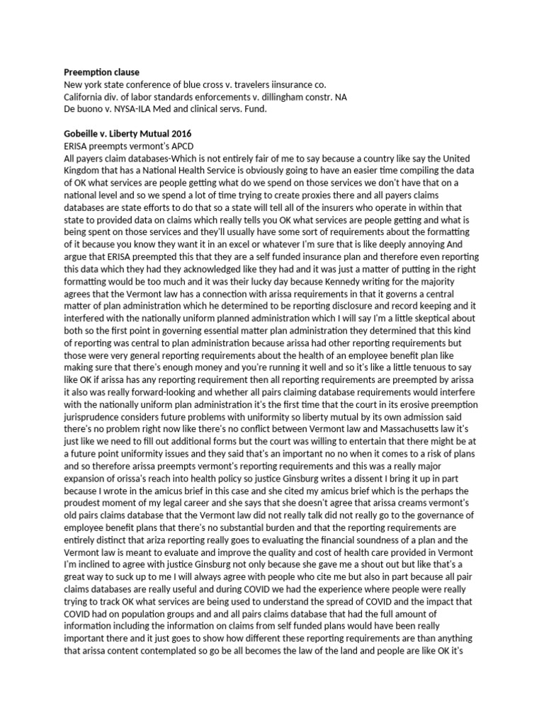 Health law preemption | PDF | Federal Preemption