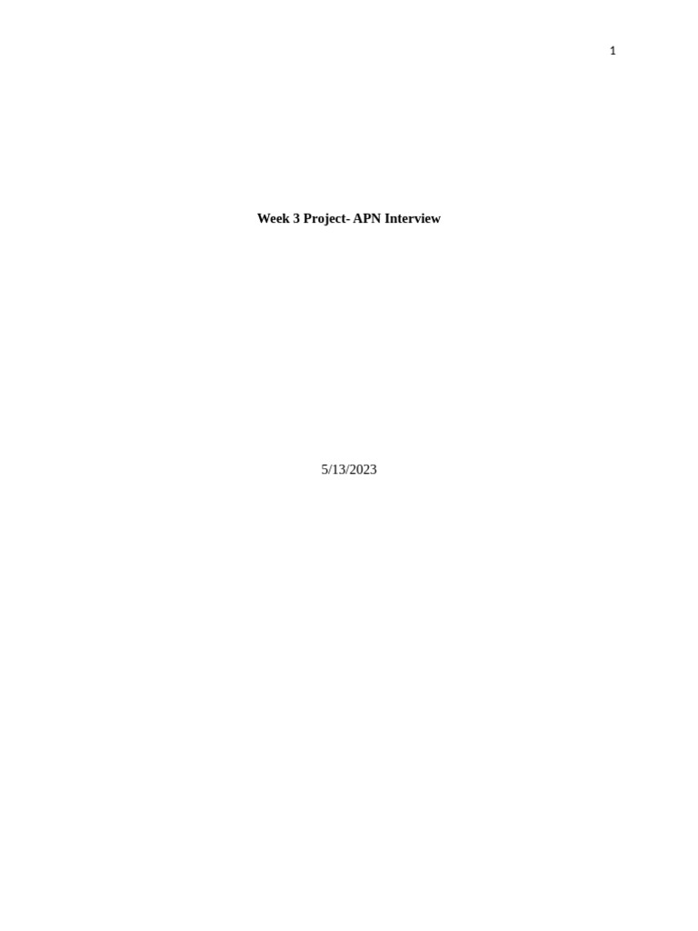Week 3 Project APN Interview | PDF | Nurse Practitioner | Nursing