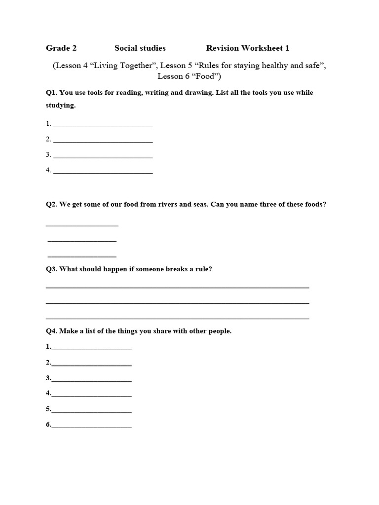 G2 S.st Revision Worksheet 1-1 | PDF
