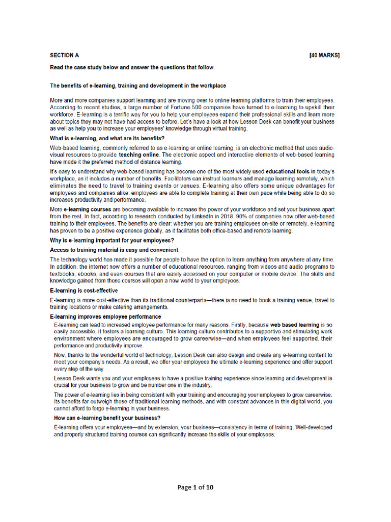 Training and Development - Past Papers | PDF