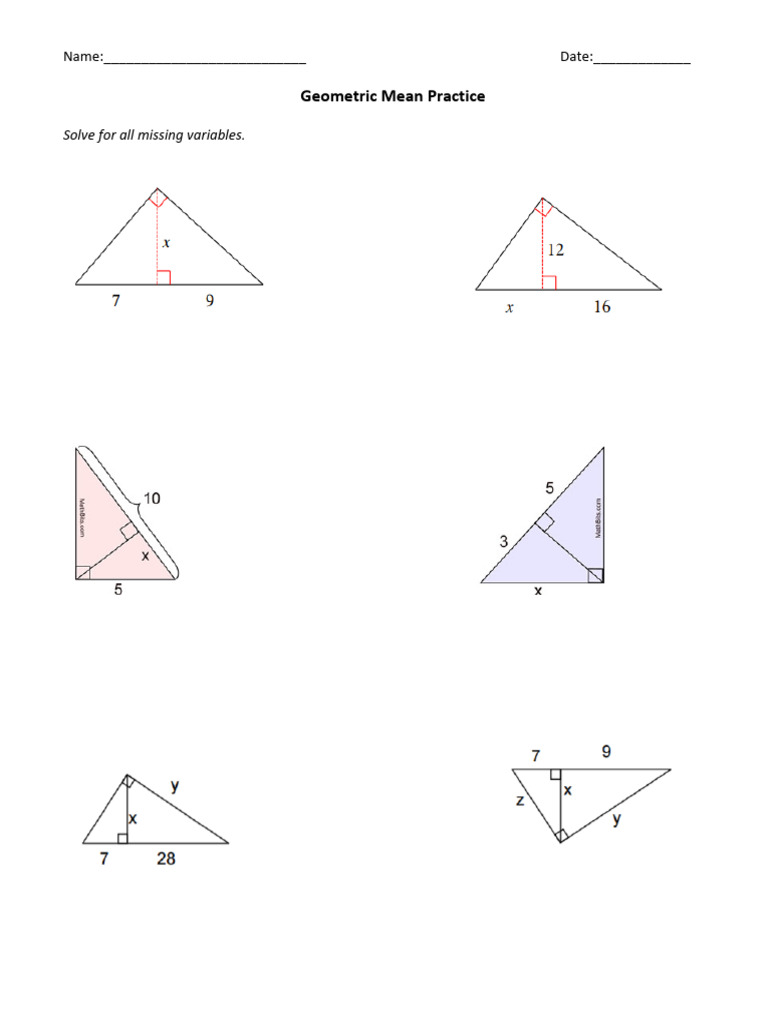 Geometric Mean Practice | PDF