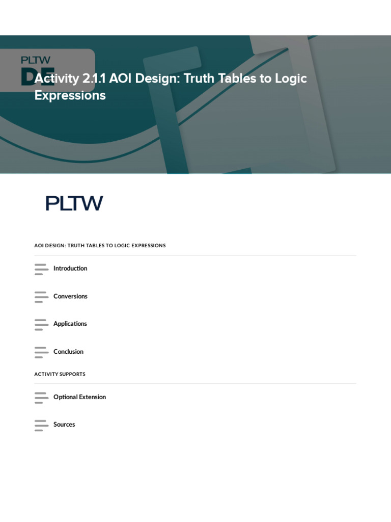 2.1.1 Assignment - AOI Design Truth Tables To Logic Expressions | PDF ...