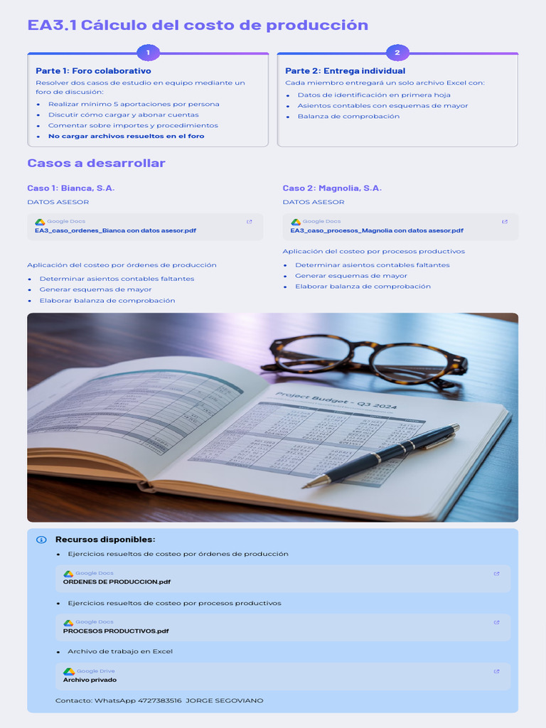 EA31 Calculo Del Costo de Produccion INDICACIONES | PDF