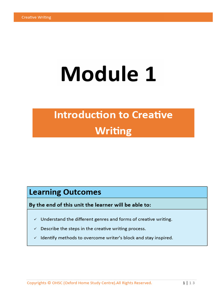 1741351859module 1 Introduction To Creative Writing | PDF | Poetry ...