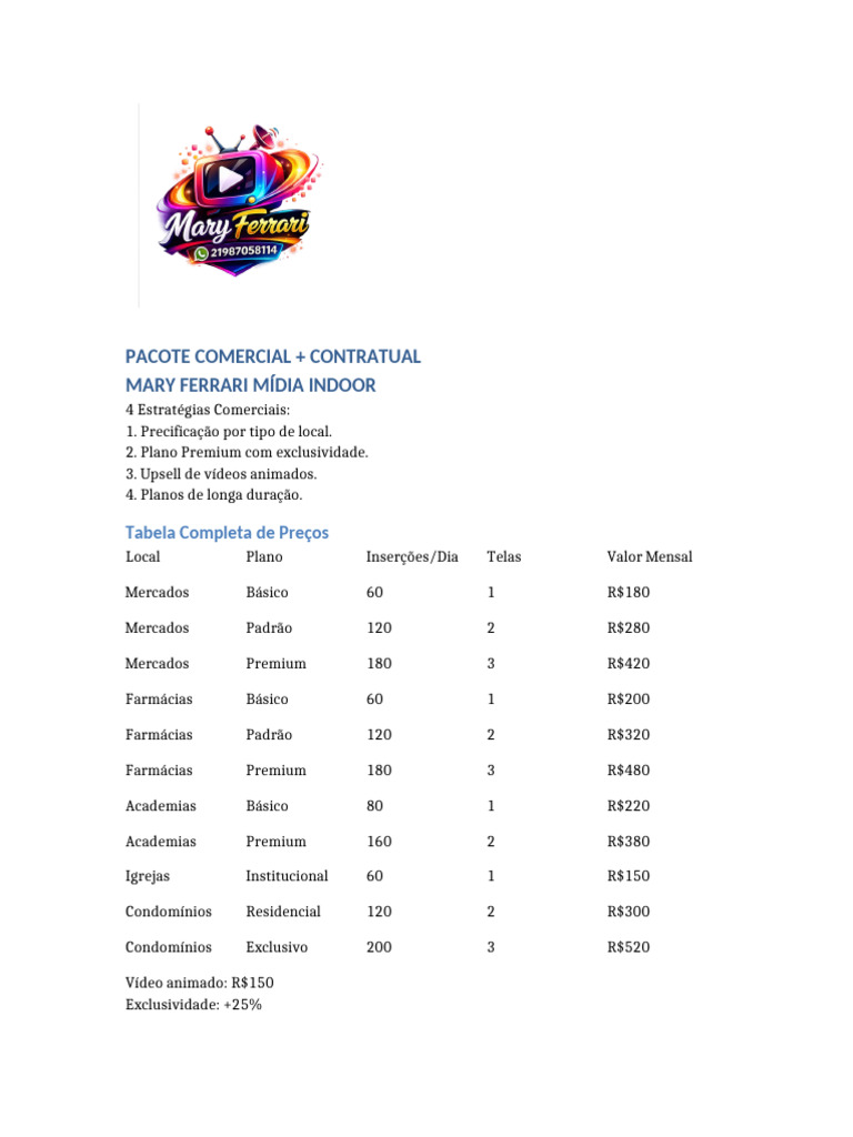 Mary Ferrari Midia Indoor Pacote Completo FINAL | PDF