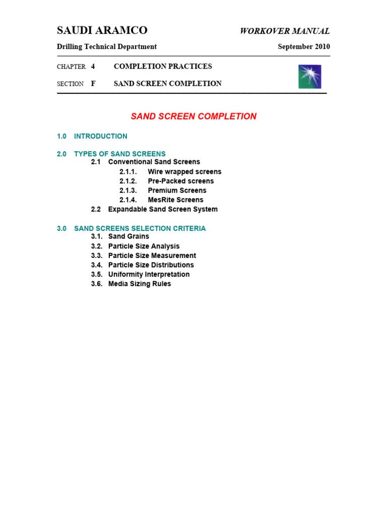 Sand Control Completion Aramco 1689379432 | PDF | Silt | Particle Size ...