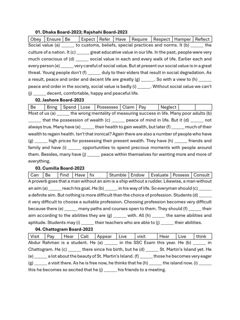 Some Right Forms of Verb of 2023 Board | PDF | Behavioural Sciences ...