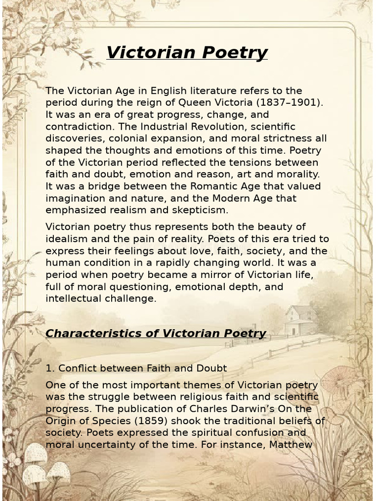Victorian Poetry | PDF | Victorian Literature | Poetry