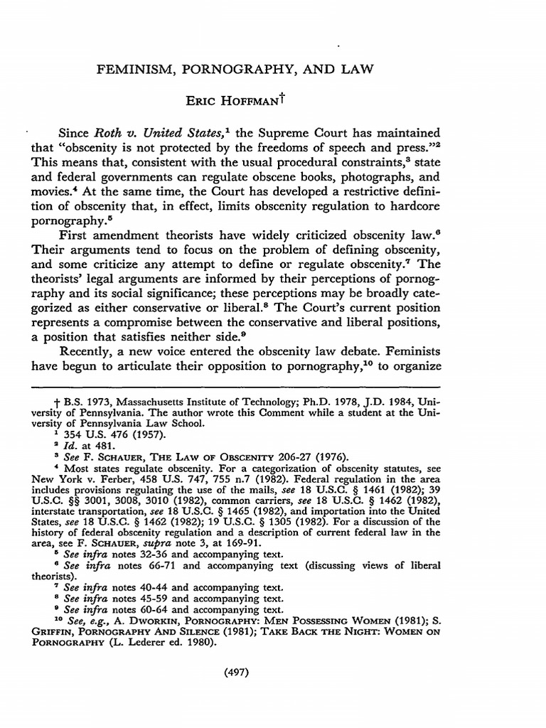Feminism Pornography and Law | PDF | Obscenity | First Amendment To The ...