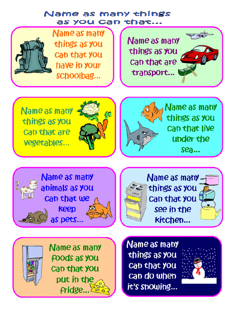 Name As Many Things | PDF