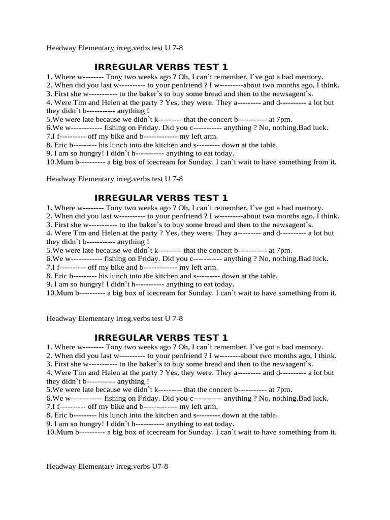 Head Elem irreg verb 1 | PDF | Chess Theory | Chess