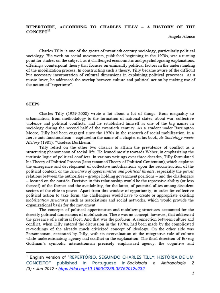 Repertoire, According to Charles Tilly - A History of the Concept | PDF ...