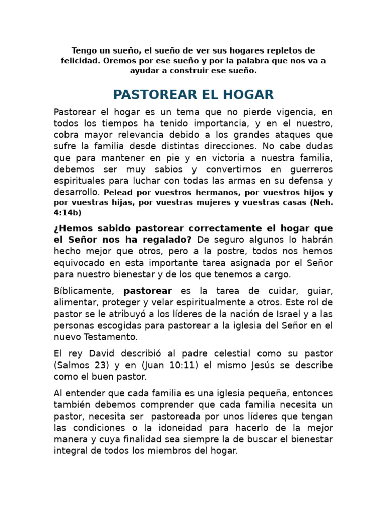 Pastorear El Hogar | PDF | Pastor