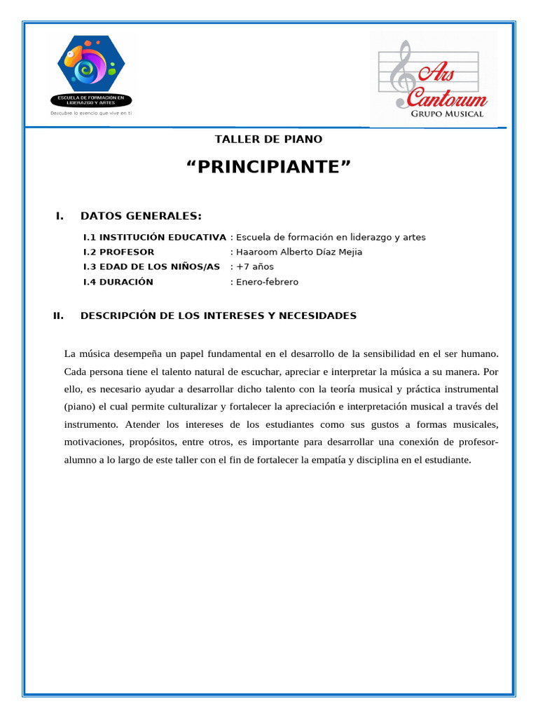 Taller de Piano Principiante | PDF | Partituras | Aprendizaje