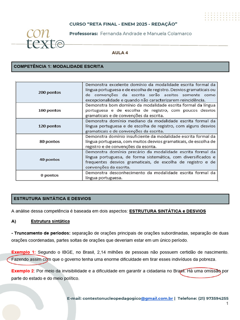 Aula 4 - Curso Reta Final Enem 2025 - Contexto | PDF | Pronome ...