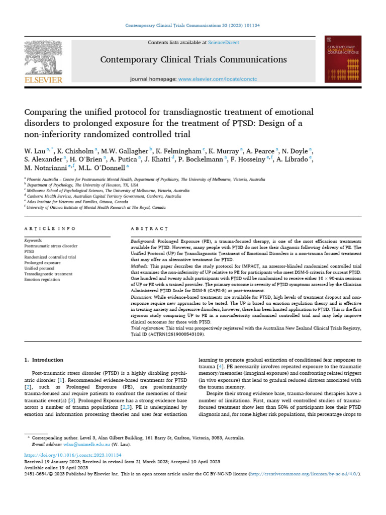 Comparing the Unified Protocol for Transdiagnostic Treatment of ...