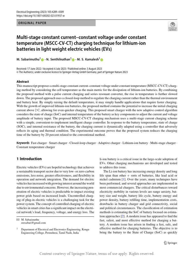 Multi-Stage Constant Current-Constant Voltage Unde | PDF | Battery ...