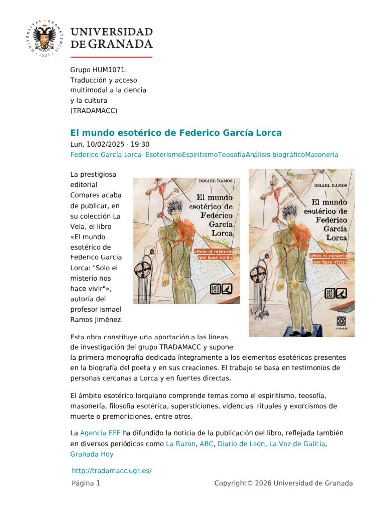 El Mundo Esoterico de Federico Garcia Lorca | PDF
